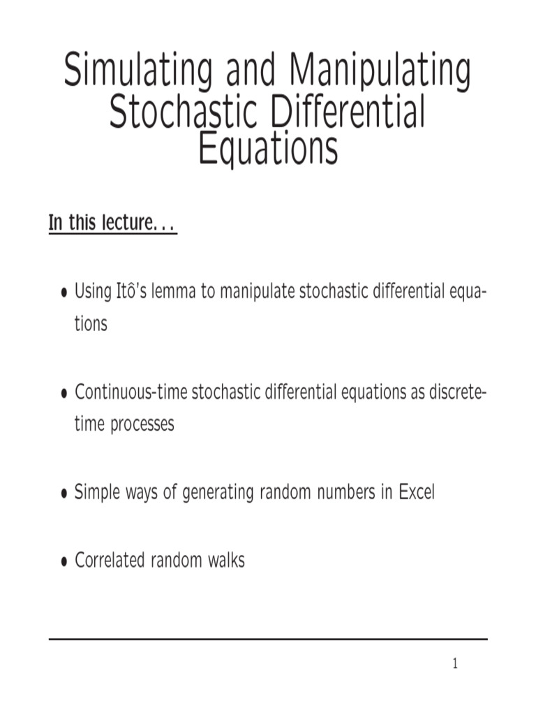 Applied Stochastic Calculas 2 | PDF | Stochastic Differential Equation ...