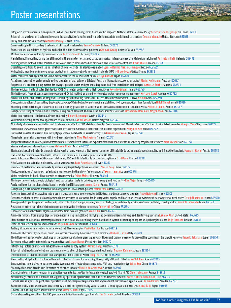 IWA-Poster Presentations | PDF | Sewage Treatment | Water