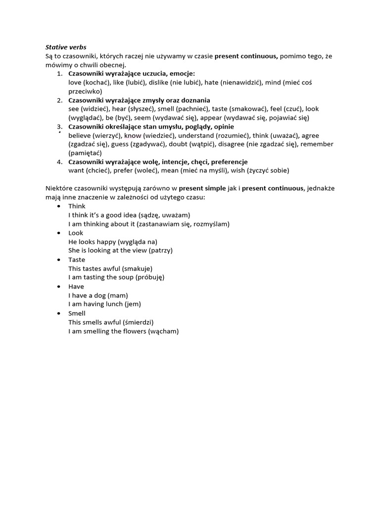 Stative Verbs-1 | PDF