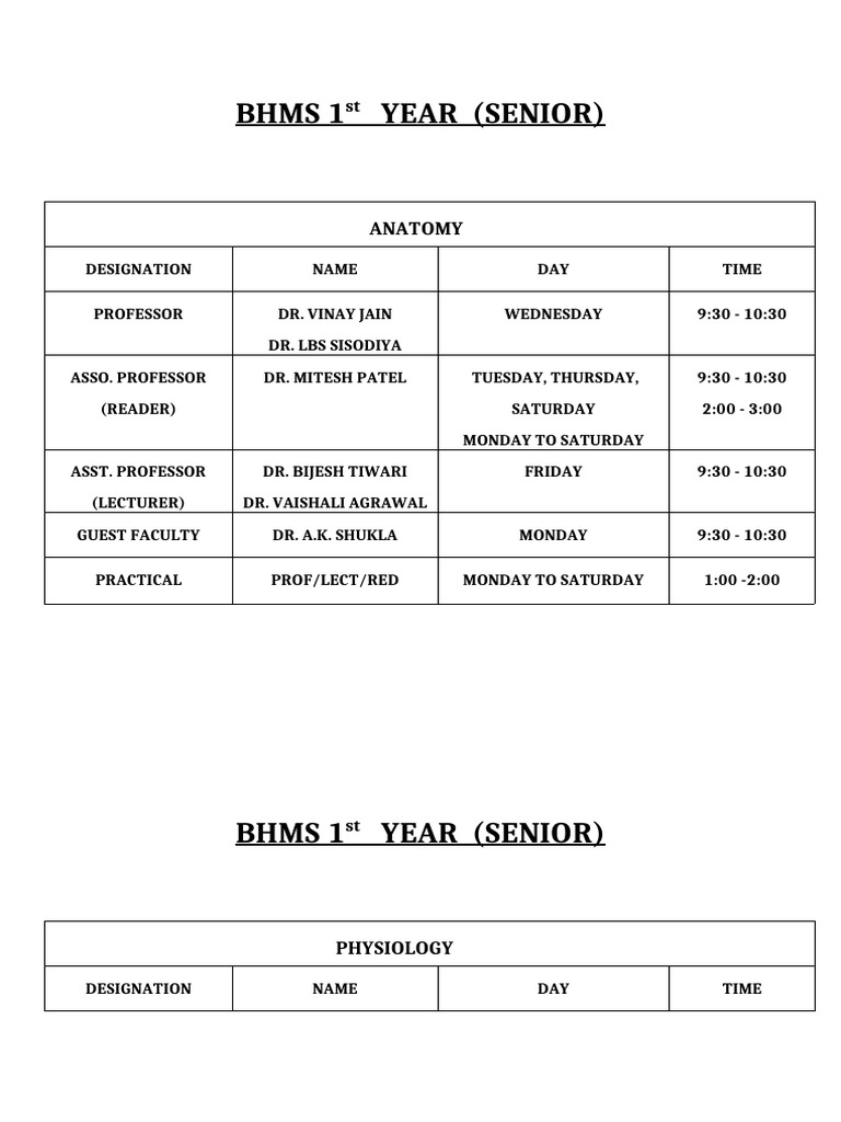 Bhms 1st Year Senior | PDF | Wellness