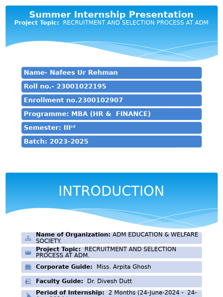 Nafees Internship Ppt-1 | PDF | Recruitment | Human Resources