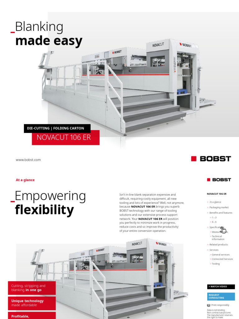 Bobst Novacut 106 ER Overview | PDF | Packaging And Labeling | User ...