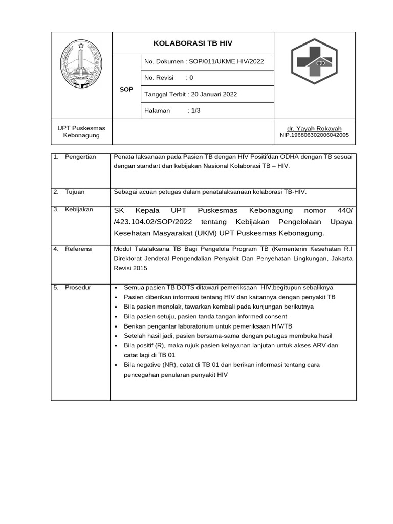 Sop Kolaborasi TB Hiv | PDF