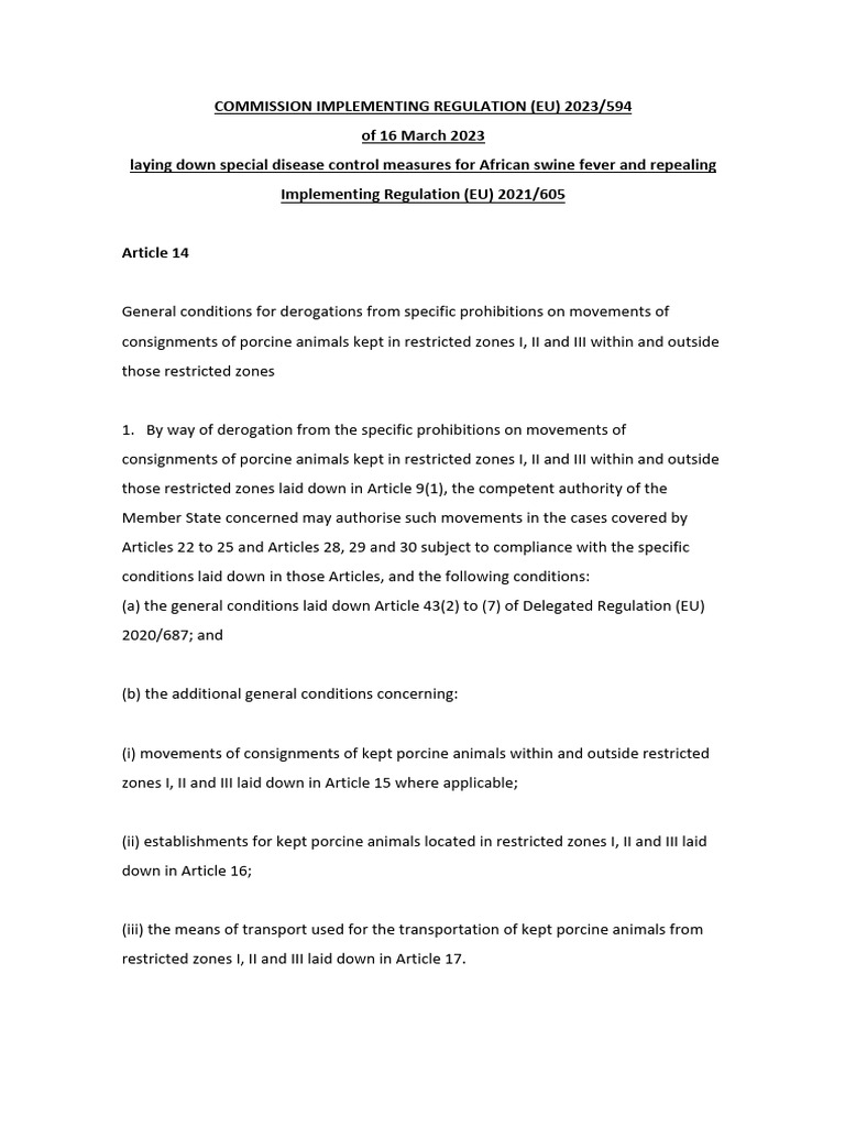 Commission Implementing Regulation | PDF | Slaughterhouse | Pig