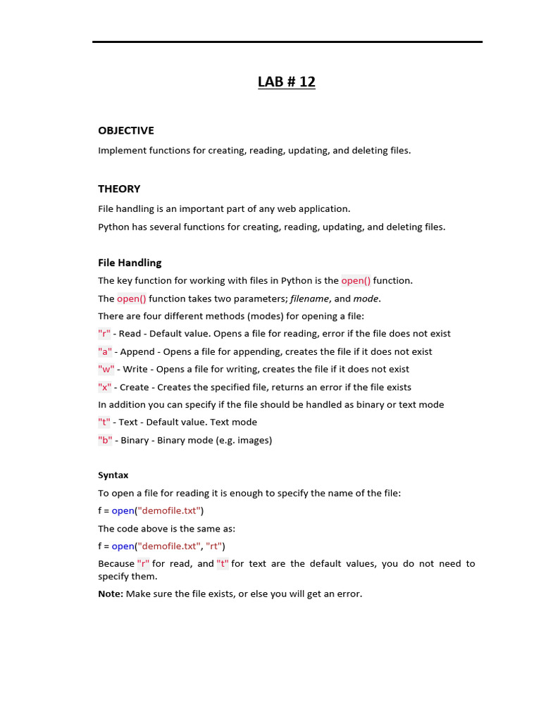 Lab 12 | PDF | Computer File | Text File