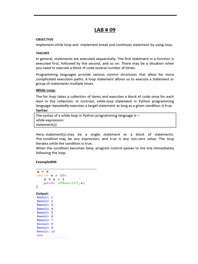 Lab 09 | PDF | Control Flow | Software Development