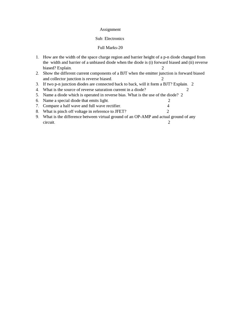 Assignment - Electronics | PDF