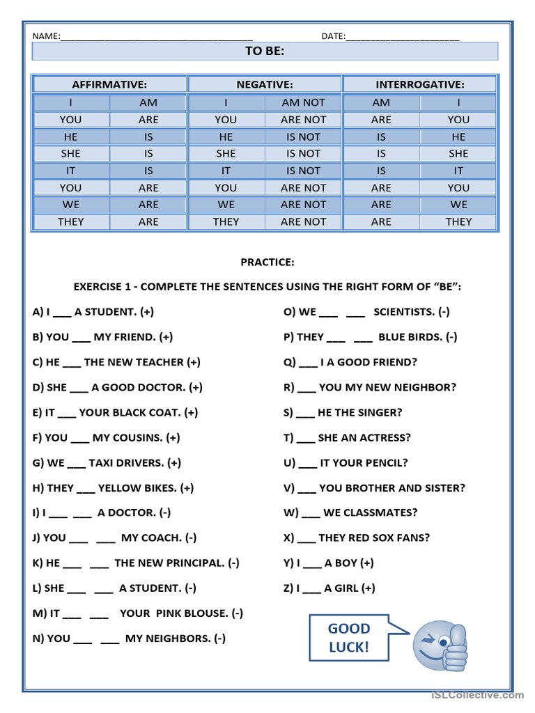 Verb To Be For Beginners | PDF
