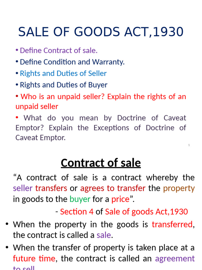 05 Sale of Goods Act | PDF | Consent | Private Law