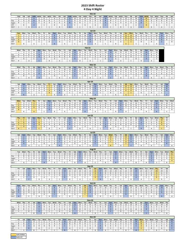 Shift Duty Roster 2023 | PDF