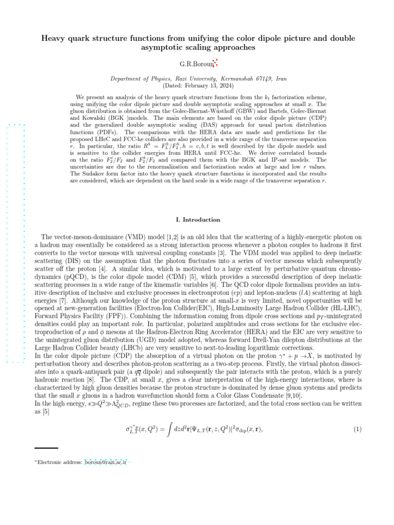 Heavy Quark Structure Functions From Unifying The Color Dipole Picture and Double Asymptotic ...