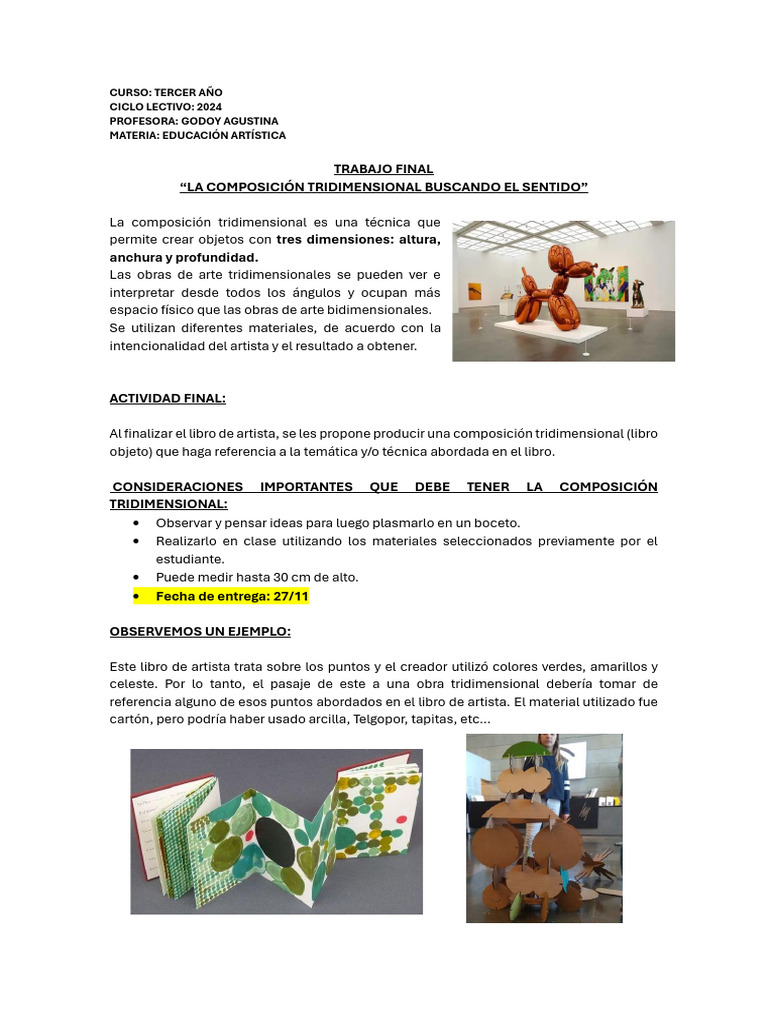 Trabajo Final Tridimensional Tercer Ao | PDF