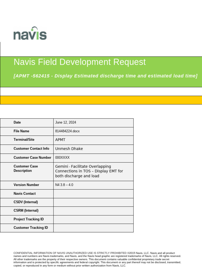 Navis Field Development Enhancement Request-1 | PDF | Trademark | Software
