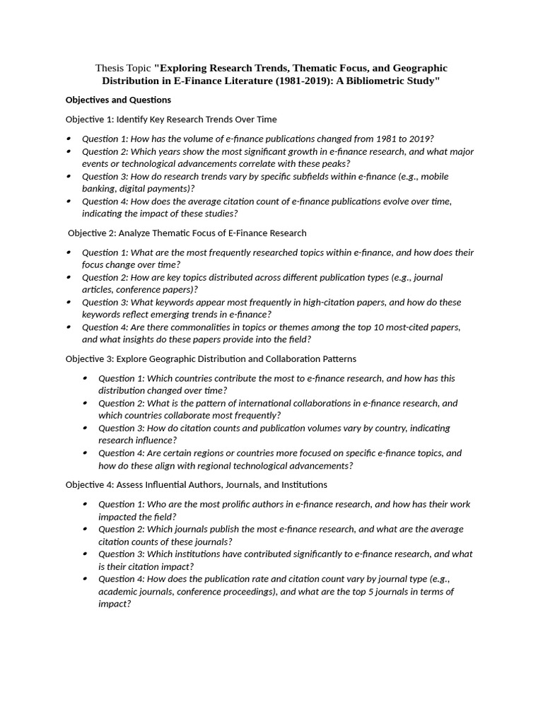 Thesis Topic & Questions | PDF | Citation | Inquiry