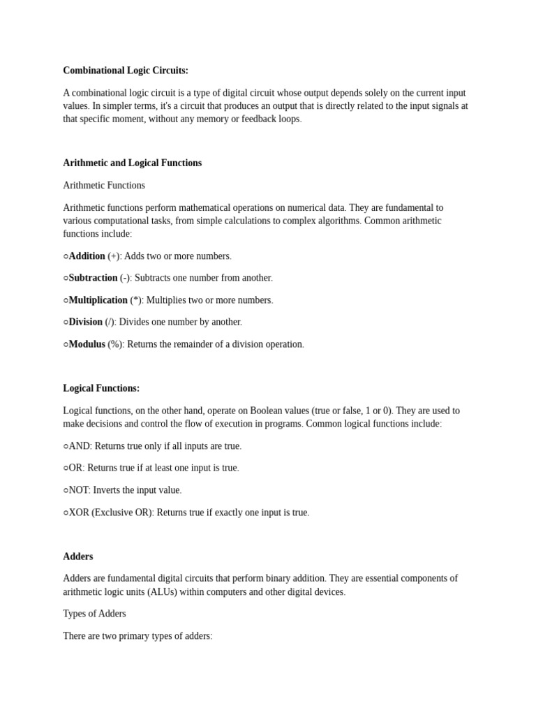 Combinational Logic Circuits 1 | PDF | Subtraction | Computer Science