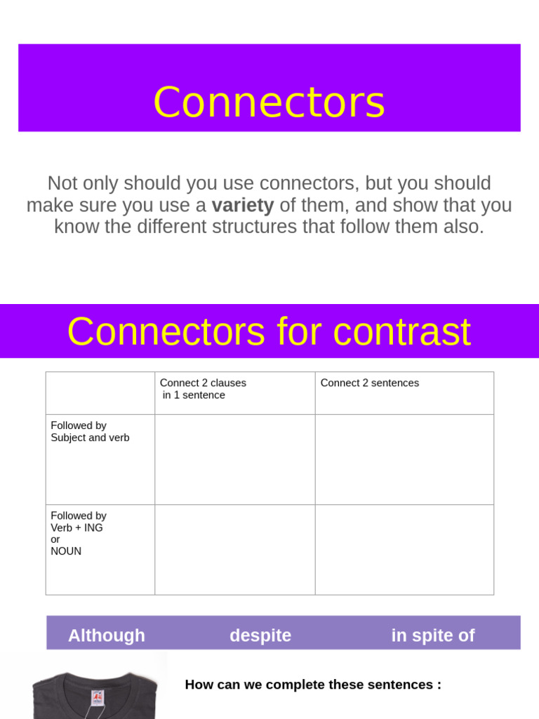 Connectors For Contrast | PDF | Sentence (Linguistics) | Linguistic ...