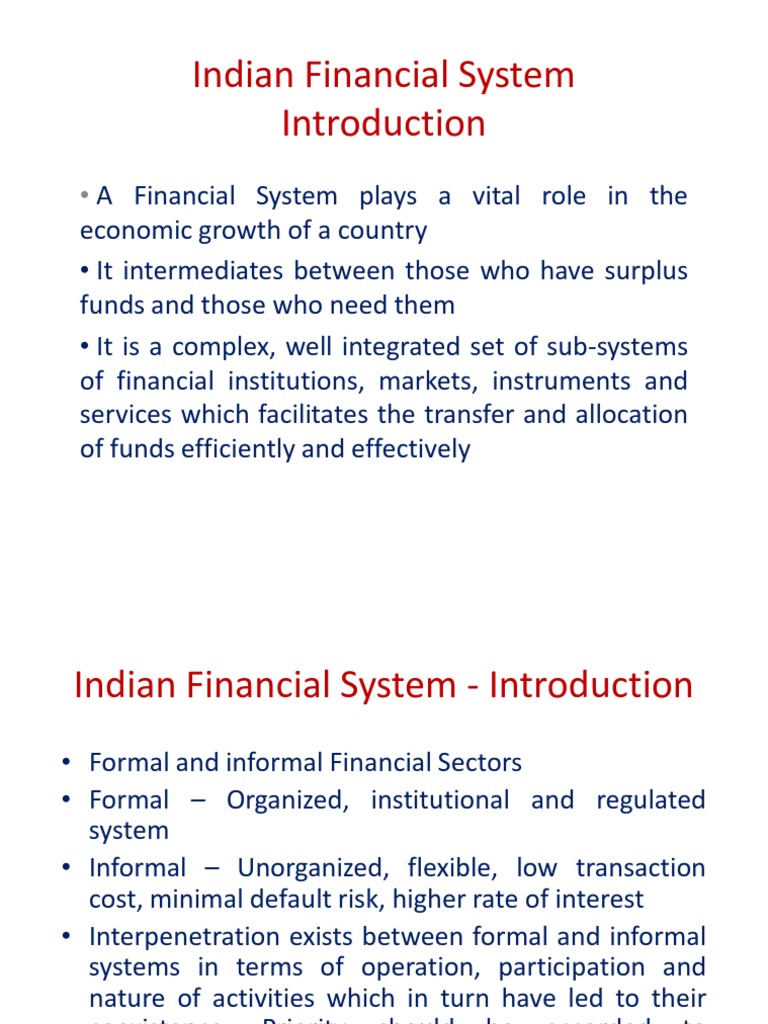 Overview of Indian Financial System | PDF | Financial Markets | Capital ...