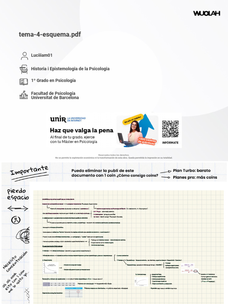 Tema 4 Esquema | PDF | Pensamiento | Mente
