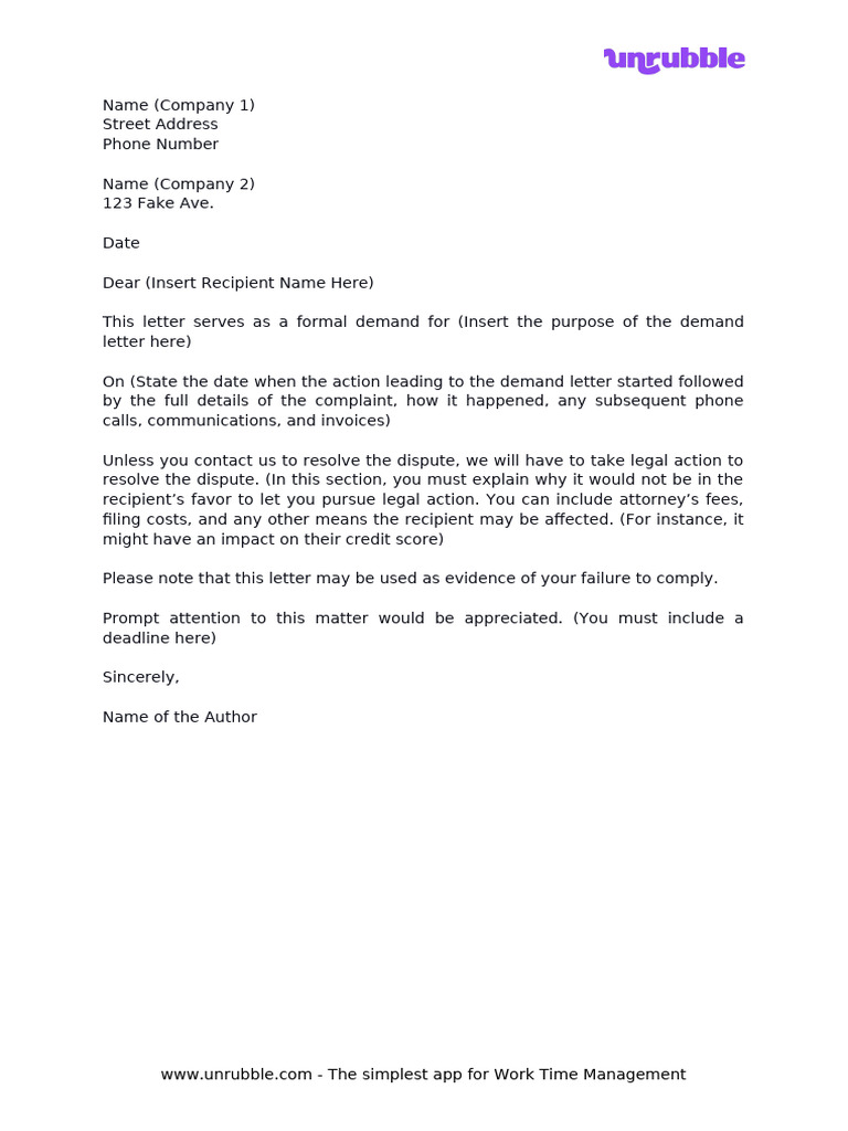 Demand Letter Template Guide | PDF | Law