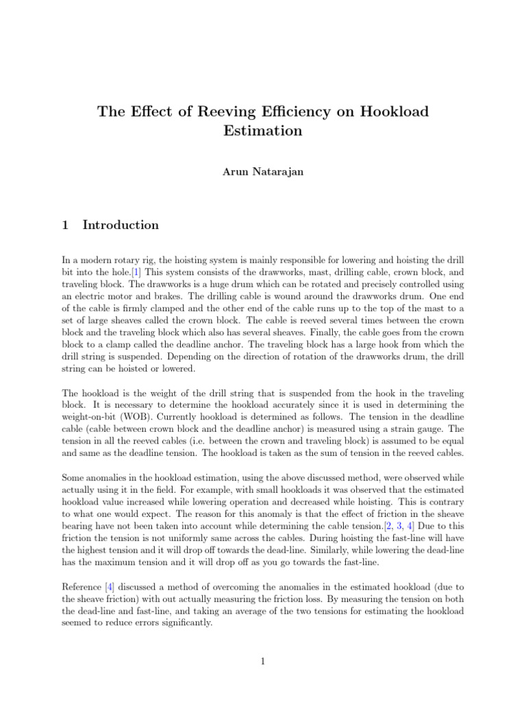 Reeving Efficiency Impact on Hookload | PDF | Friction | Mechanical ...