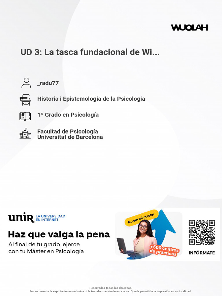 UD 3 - La Tasca Fundacional de Wilhelm Wundt | PDF