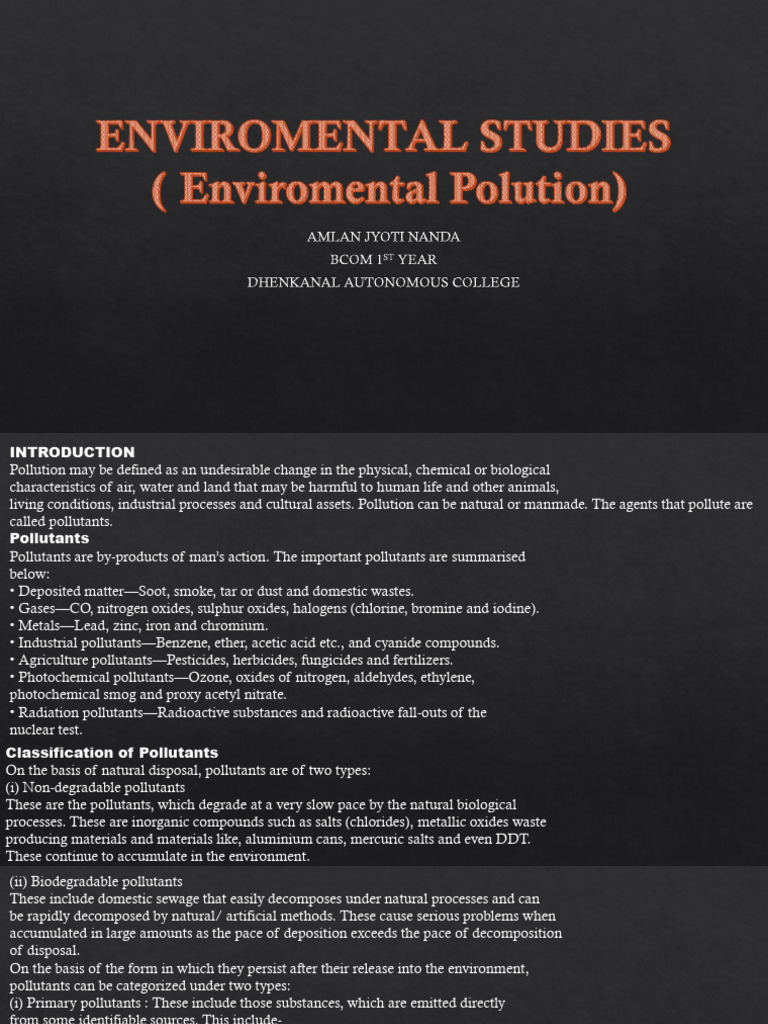 ENVIROMENTAL POLLUTION | PDF | Radiation | Water Pollution