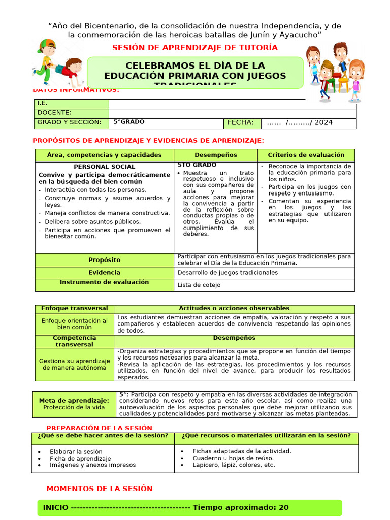 Ses-Mart-Tut-Celebramos El Día de La Educación Primaria Con Juegos Tradicionales-Jezabel Camargo ...
