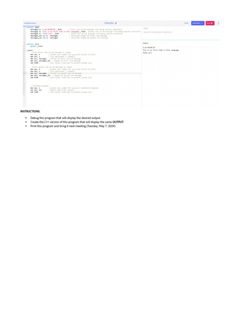 Assignment Quiz Assembly Language | PDF | Art Assignment Quiz Assembly Language | PDF | Art
