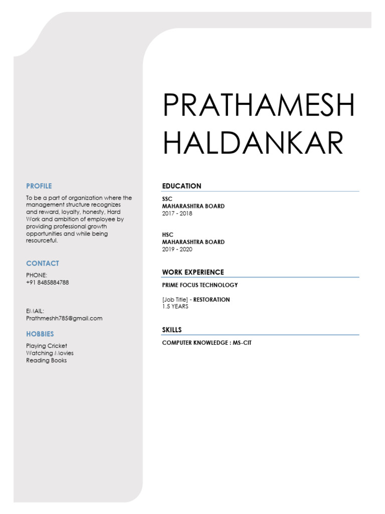 Prathamesh Haldankar Resume | PDF
