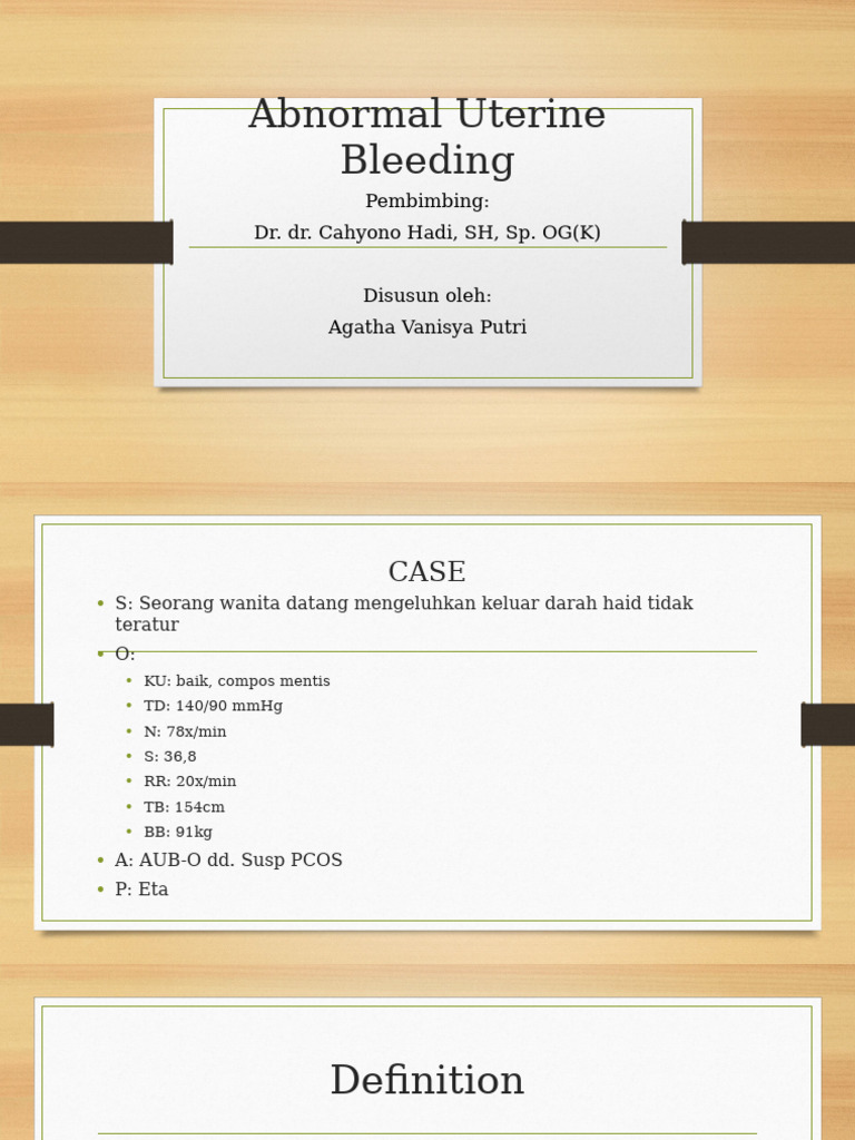 Abnormal Uterine Bleeding | PDF | Mammal Female Reproductive System ...
