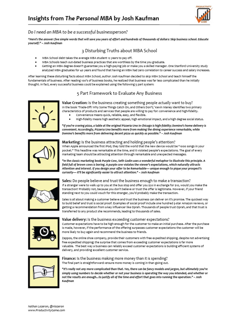 Personal MBA | PDF | Business