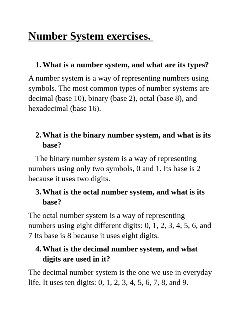 Number System Exercises CLASS 6 | PDF | Teaching Methods & Materials