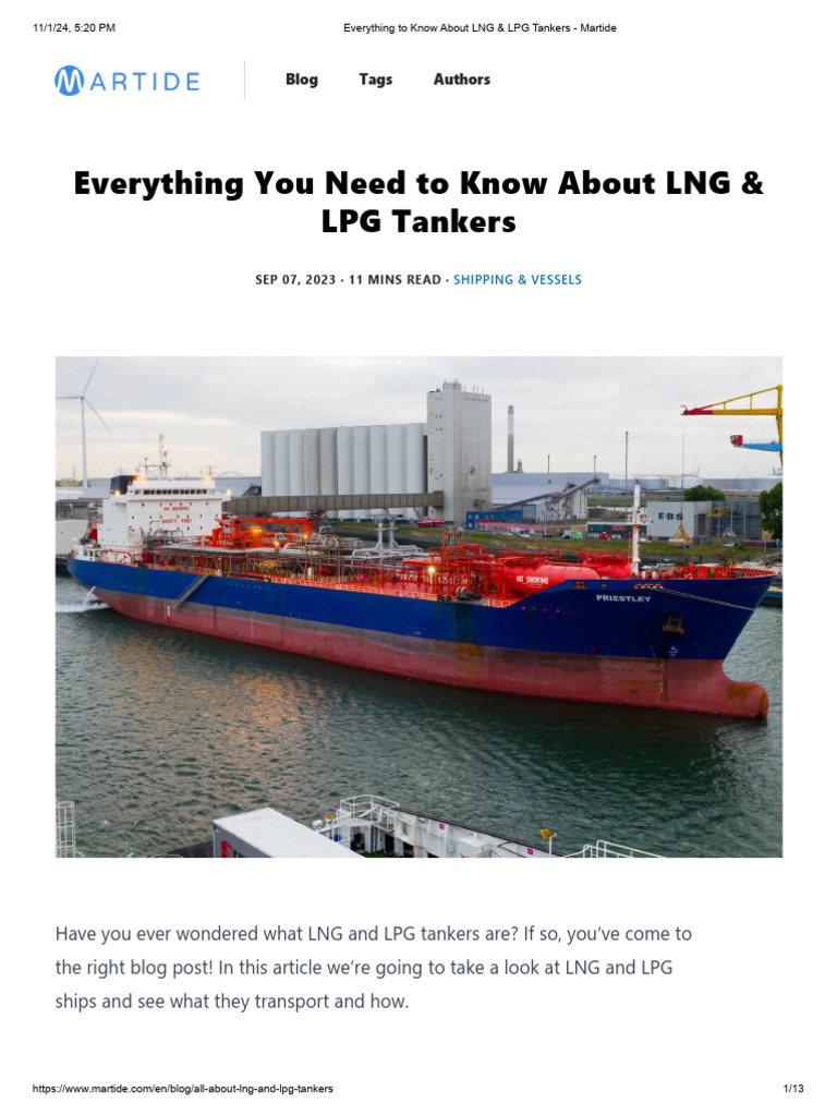 Everything To Know About LNG & LPG Tankers - Martide | PDF | Liquefied ...