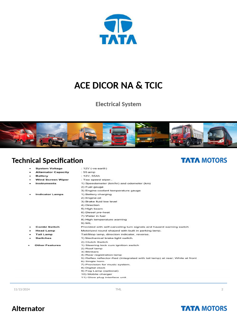 ACE DICOR Electrical System Specs | PDF