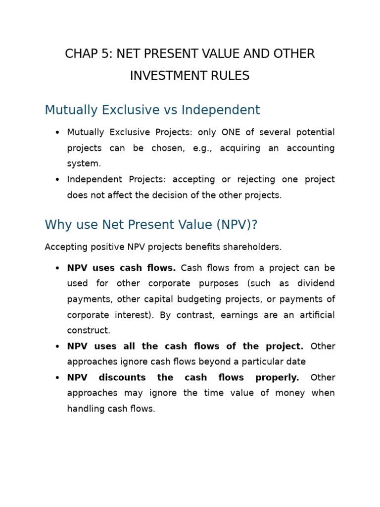 CHAP 5 | PDF | Net Present Value | Internal Rate Of Return