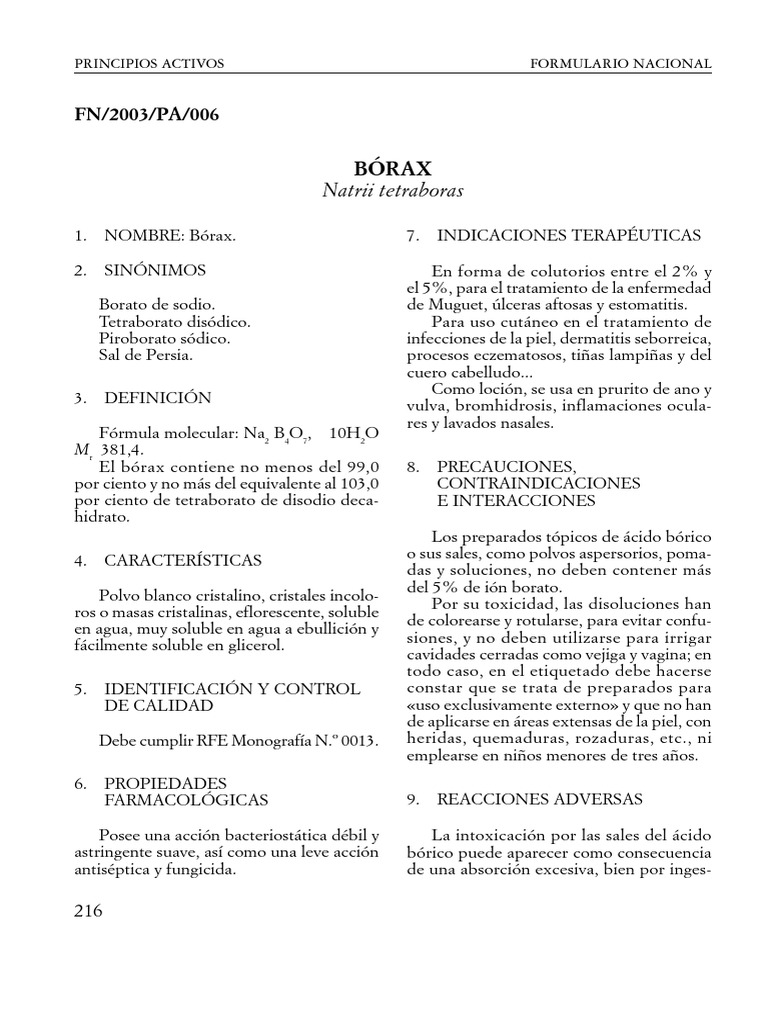 FN - 2003 - PA - 006 Bòrax | PDF | Sal (química)
