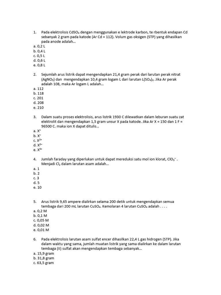 Latihan Soal Hukum Faraday | PDF | Sains & Matematika | Teknologi & Rekayasa