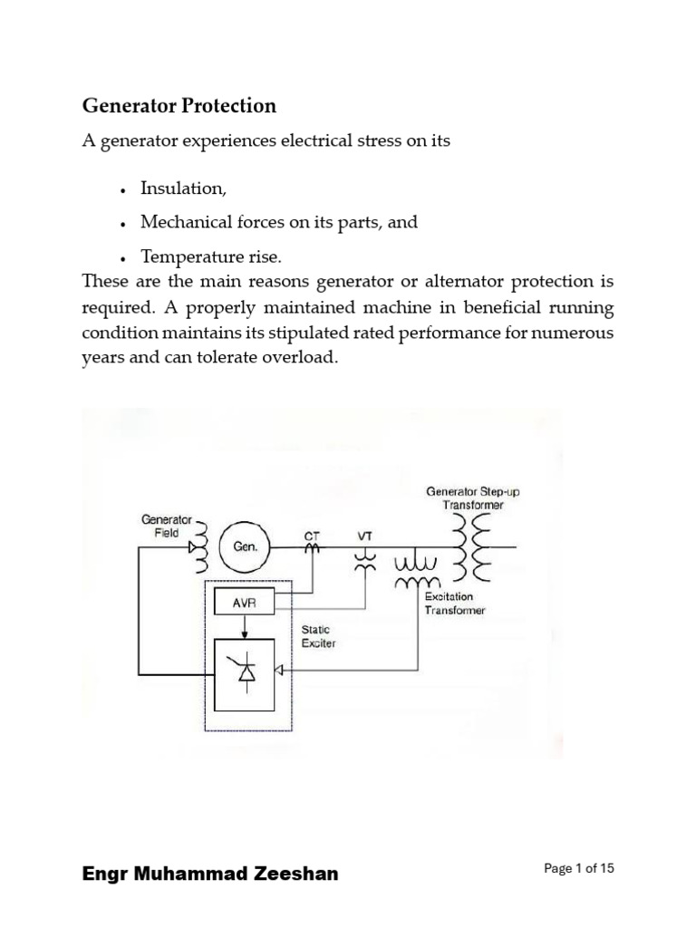 Generator Protection: Fault Types & Devices | PDF | Electric Generator ...