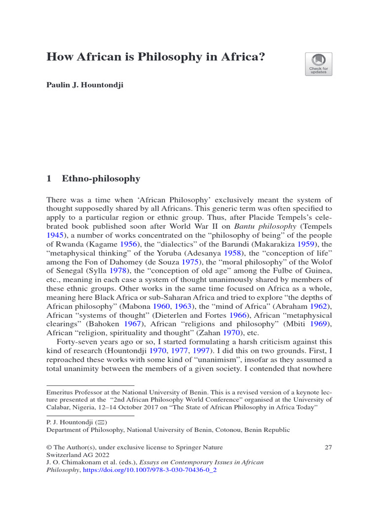 How African Is Philosophy in Africa | PDF | Thought | Liberal Arts ...