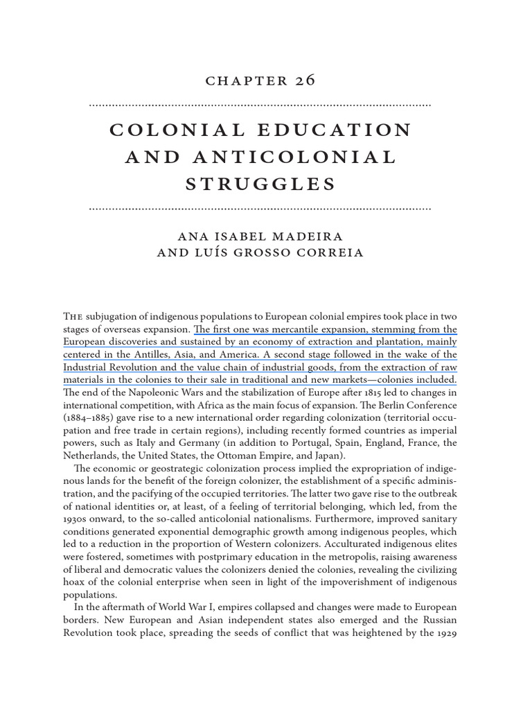 Colonial Education & Anticolonial Struggles | PDF | Colonialism ...