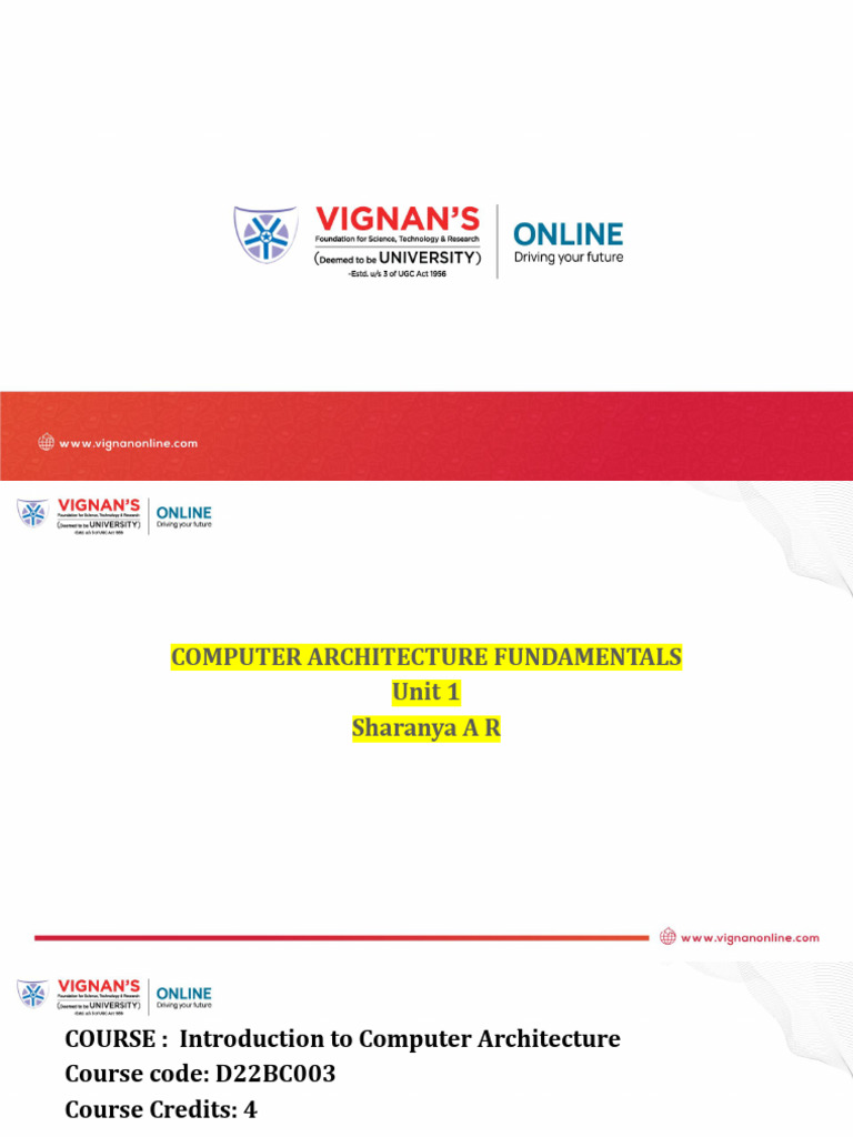 Introduction To Computer Architecture Unit 1 Live Session | PDF | Central Processing Unit ...