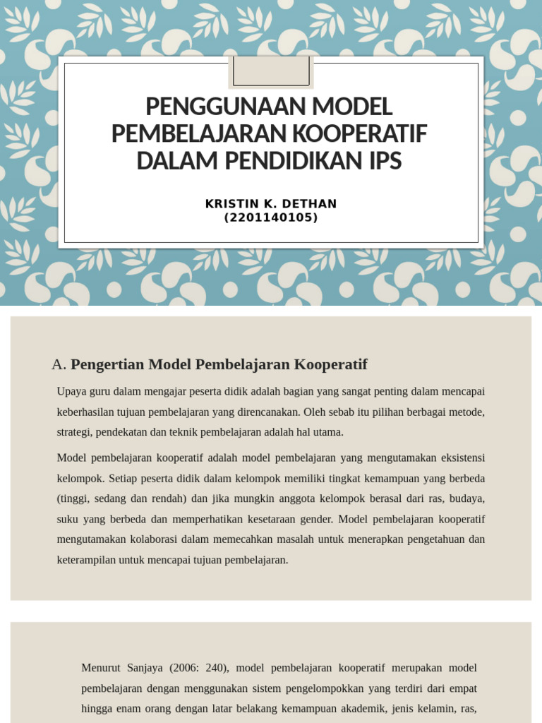 Penggunaan Model Pembelajaran Kooperatif Dalam Pendidikan Ips | PDF | Karier & Perkembangan