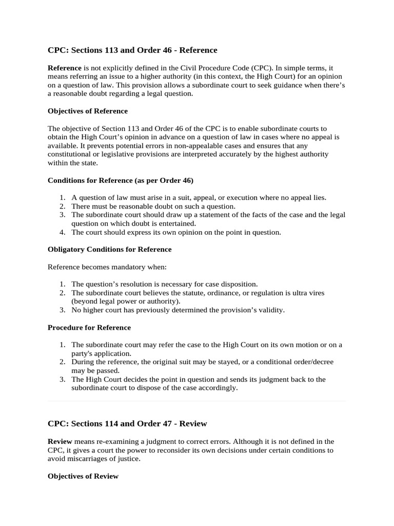 CPC: Sections 113 and Order 46 - Reference | PDF | Judgment (Law) | Appeal