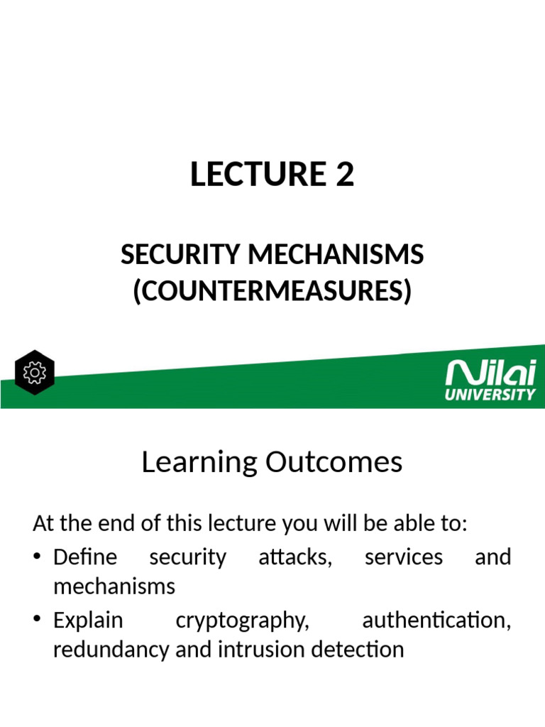 Lecture 2 - Security Mechanisms and Countermeasures | PDF | Cryptography | Key (Cryptography)