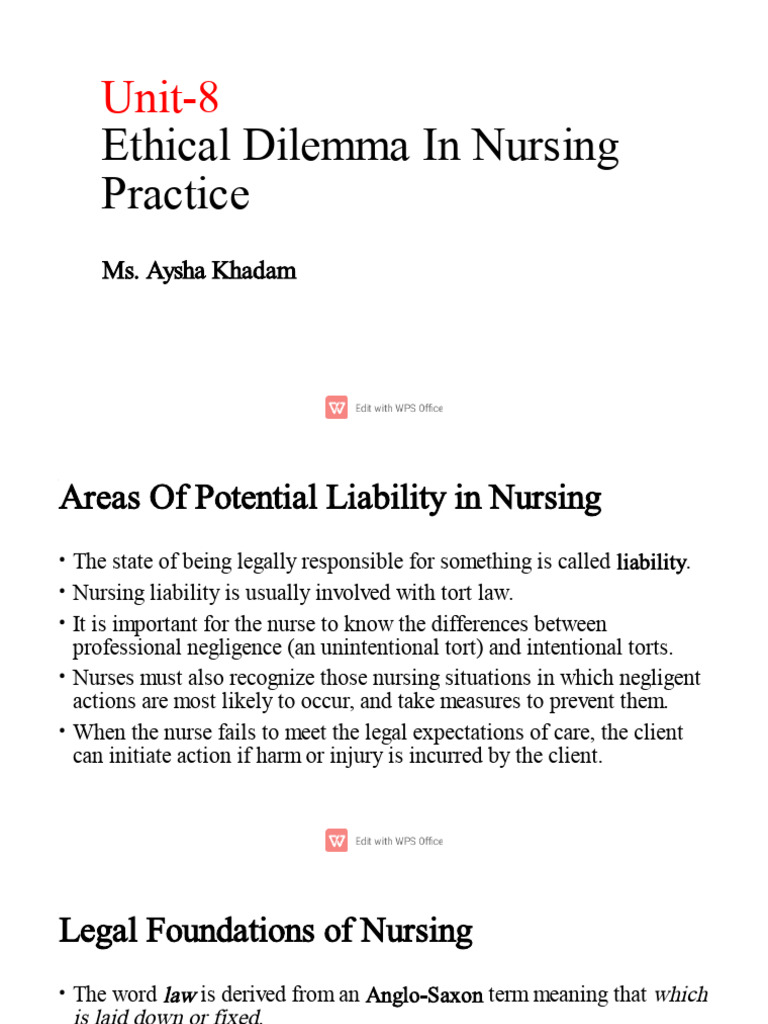 Unit-8 Ethical Dilemma in Nursing Practice | PDF | Tort | Crimes