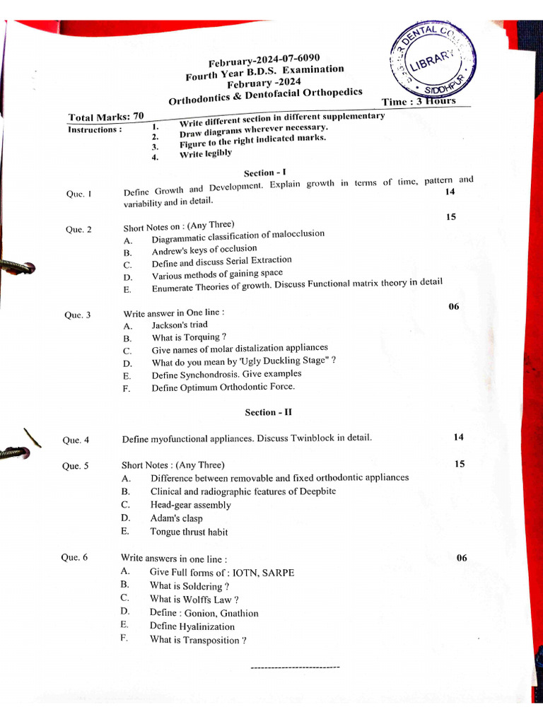 Ortho Past Papers | PDF