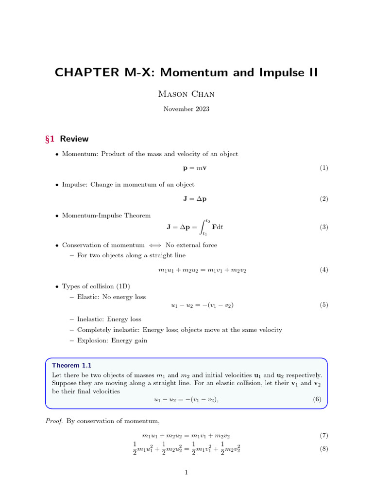M-X Momentum and Impulse II | PDF | Collision | Momentum