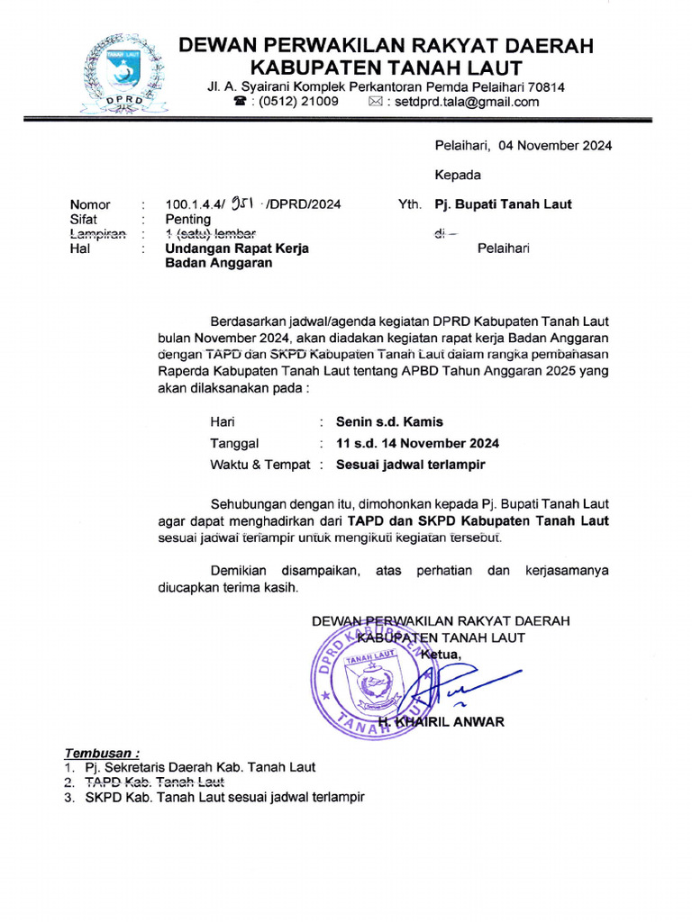 11 - 14 Undangan Raker - TAPD | PDF