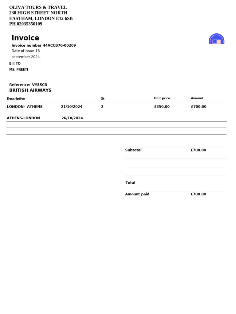 Greece Invoice 12345 | PDF