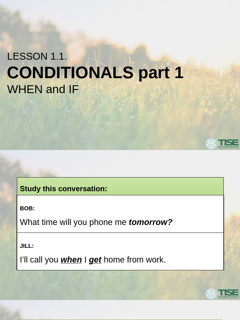 Lesson 1.1-Conditionals | PDF | Linguistics
